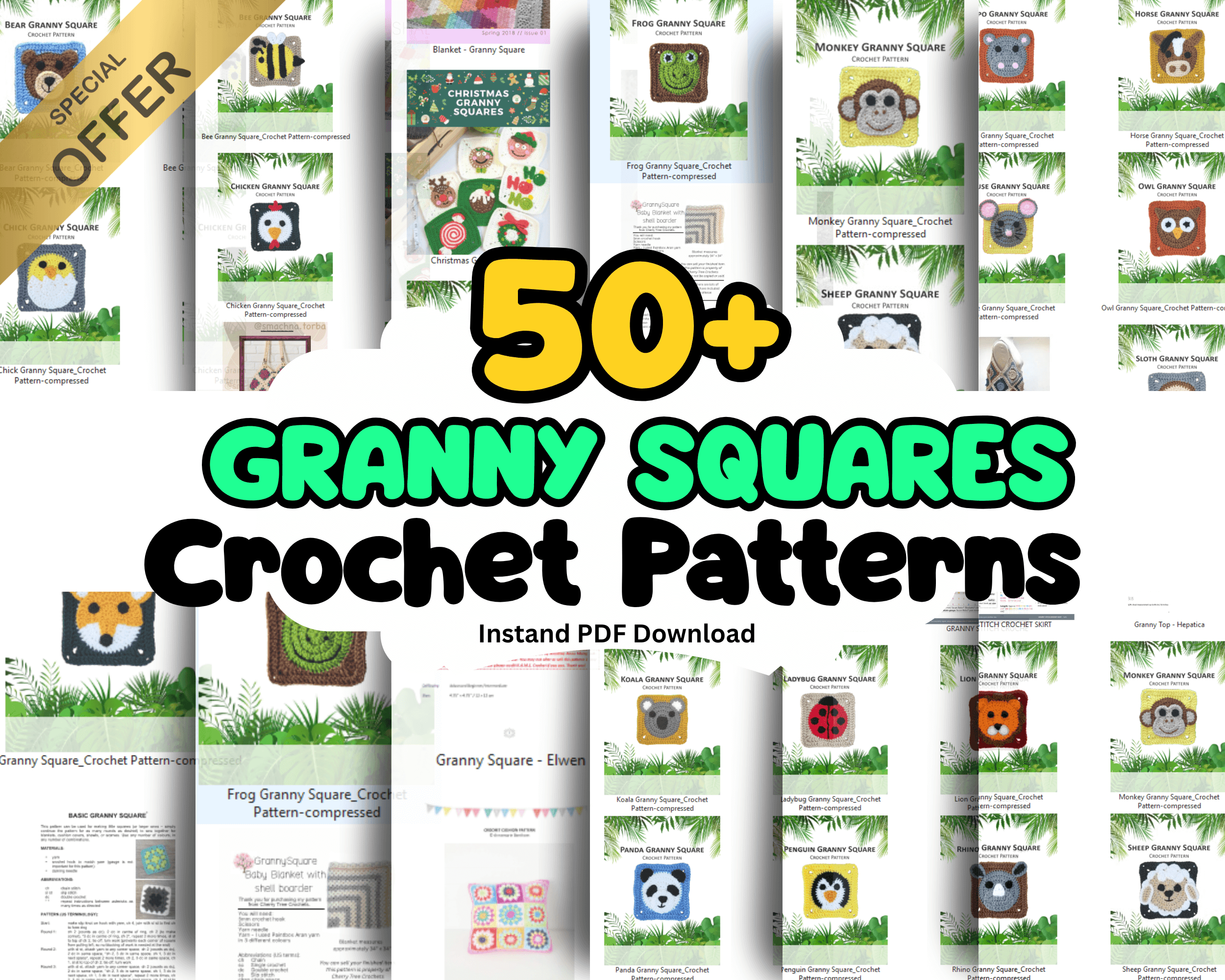 50+ Granny Square Crochet Patterns Bundle (PDF Patterns) – Savvy Spot ...